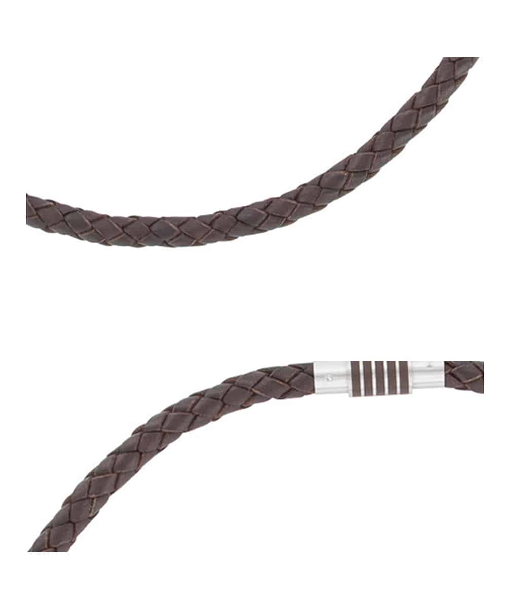 COLLIER NATHAN TRESSÉ EN CUIR DE BOVIN