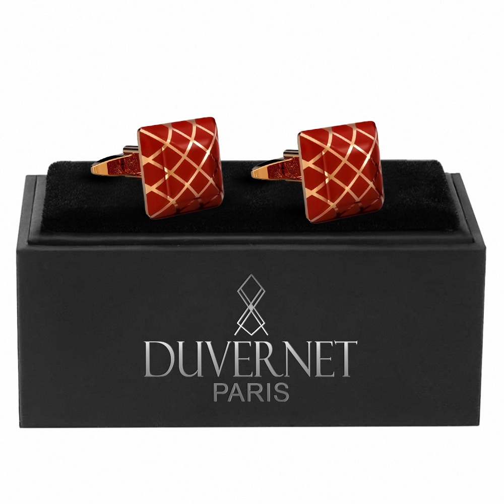 Bouton de manchette Homme Or Rose Rouge - Expédition France 24H