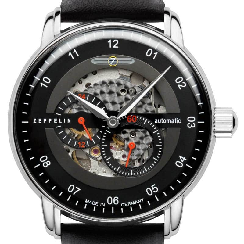 Zeppelin 8664-2 New Captain's Line Skeleton Noir- montre automatique 8664-2