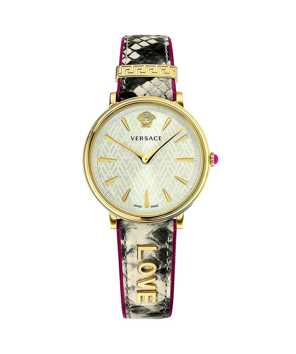 VERSACE Analogique Cuir Gris. Montre Quartz