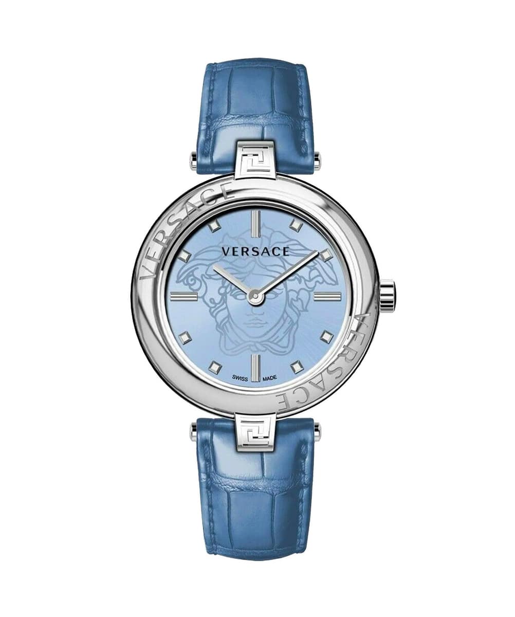 VERSACE Analogique Cuir Turquoise. Montre Quartz