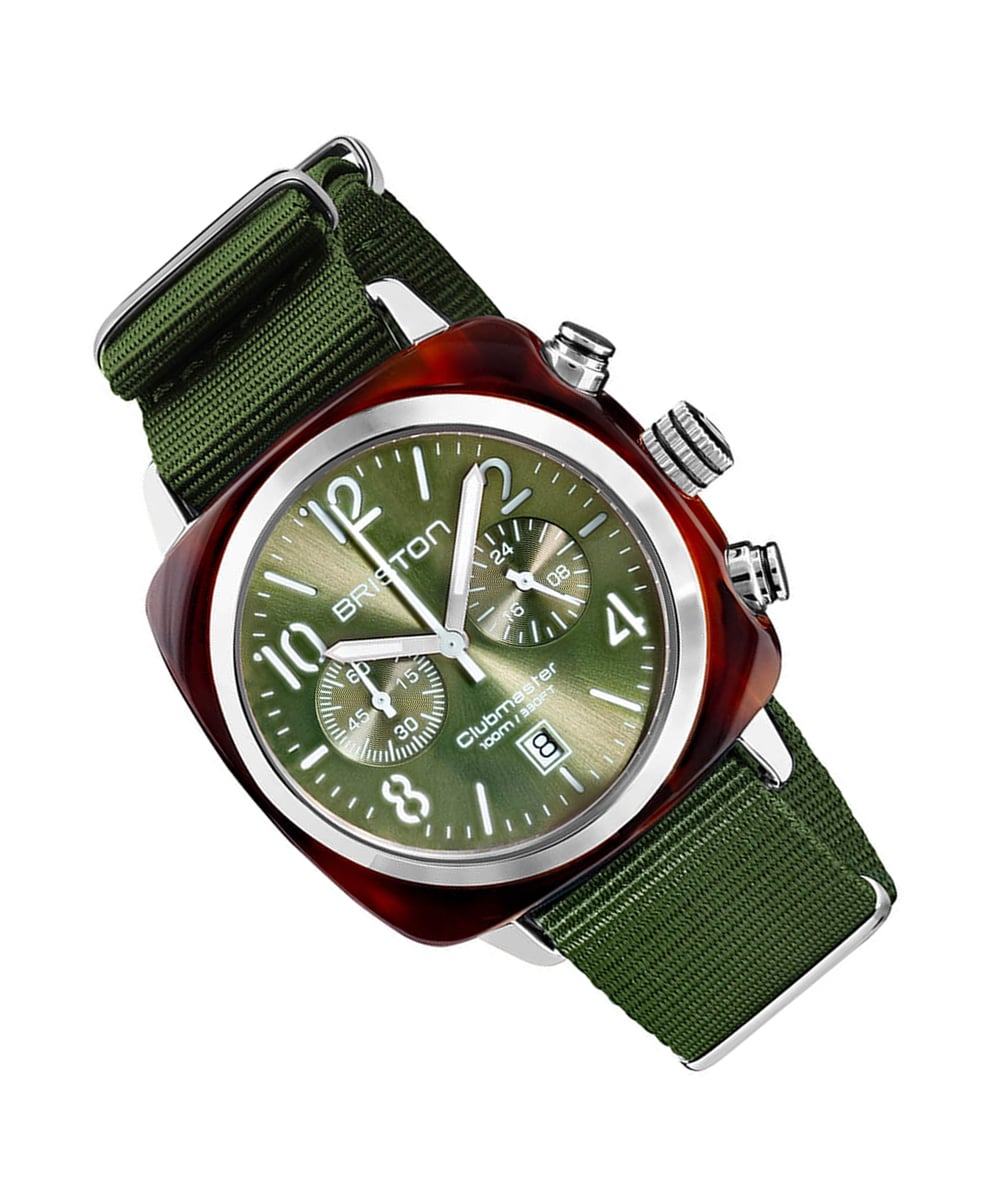 Montre BRISTON Clubmaster Classic Acetate Vert Olive 40mm- Montre ...