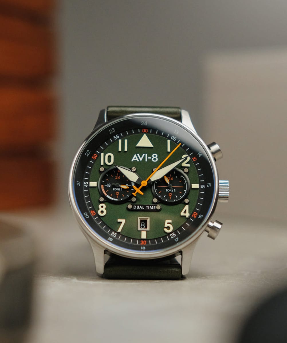 Montre AVI-8 Hawker Hurricane Dual Time Vert AV-4088-02 - Montre Quartz
