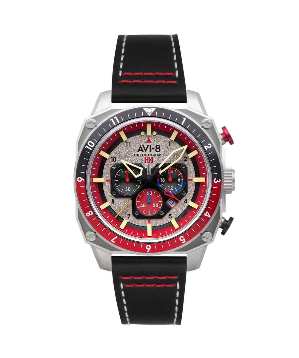 AVI-8 Hawker Hunter Dual Time Chronograph Cadran Rouge AV-4100-03 ...