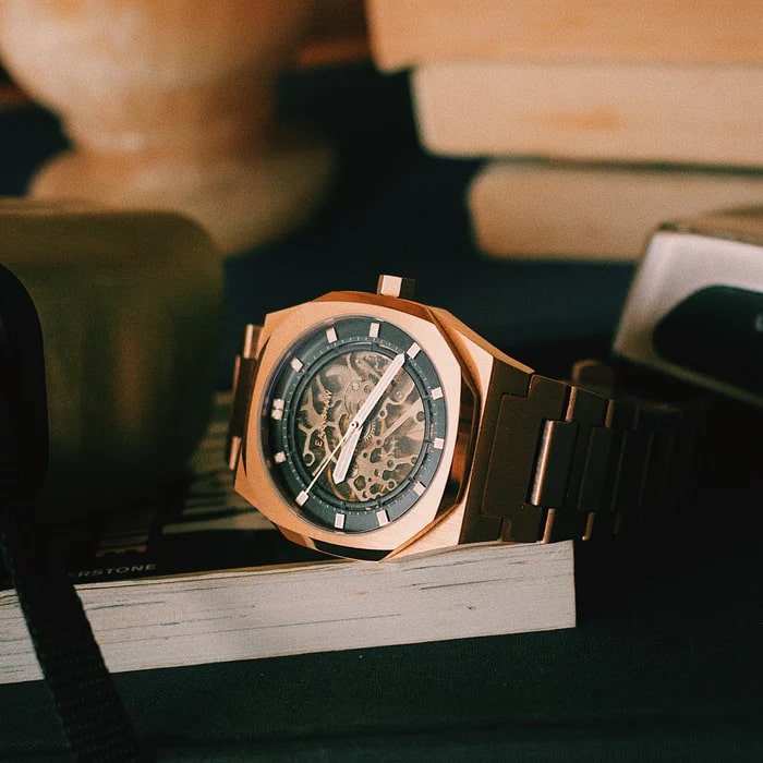 Montre Earnshaw Drake Skeleton Automatic Treasury Rose Gold