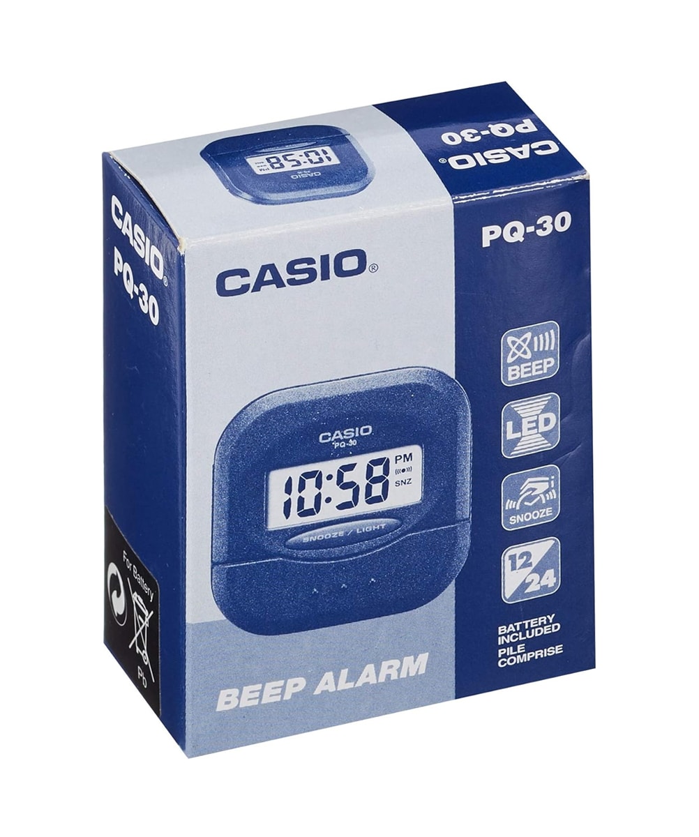 Réveil Casio Led Léger Fonction Snooze Bleu - PQ-30-2EF - Montre Quartz