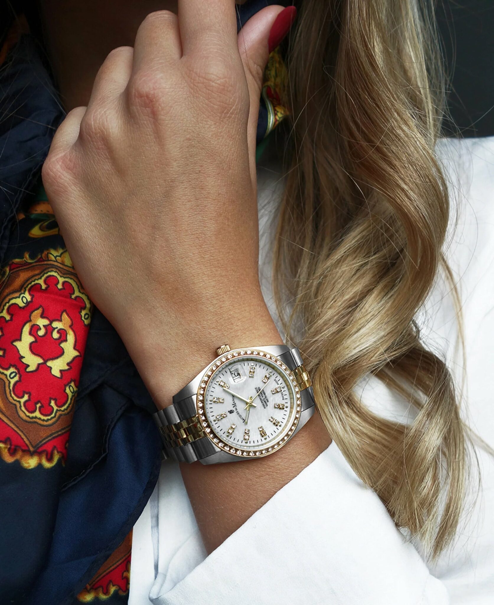 Montre Jacques Du Manoir Blanc Doré Inspiration NROP-07